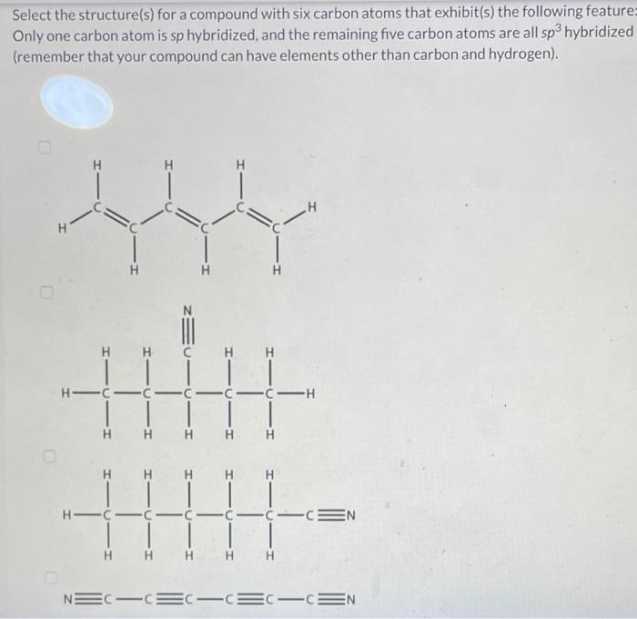 Solved Select the structure(s) for a compound with six | Chegg.com