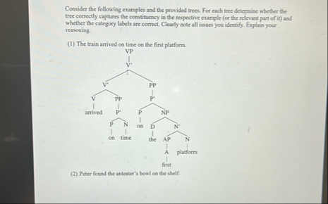 Question 4Draw X-bar syntactic trees for these | Chegg.com