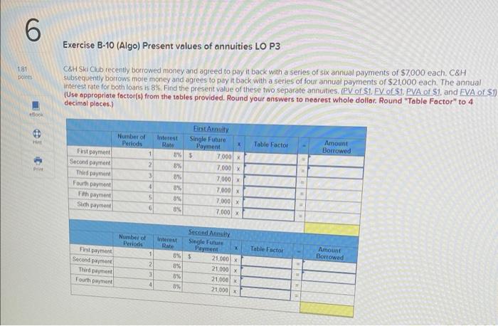 Solved Exercise B-10 (Algo) Present values of annuities LO | Chegg.com