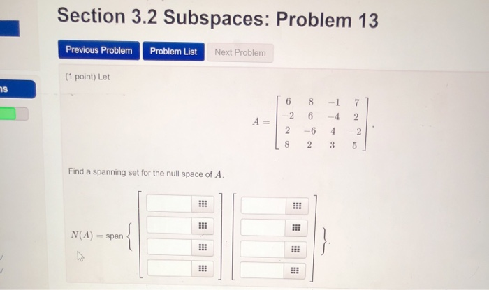 Solved Section 32 Subspaces Problem 13 Previous Problem 