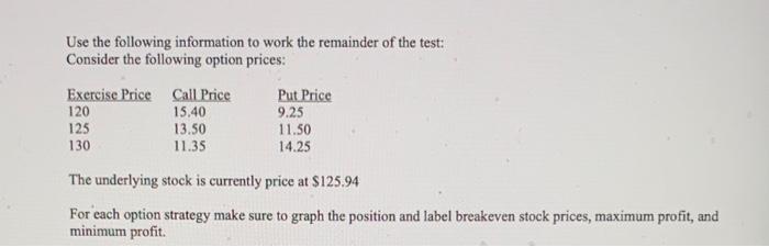 Solved Use the following information to work the remainder | Chegg.com