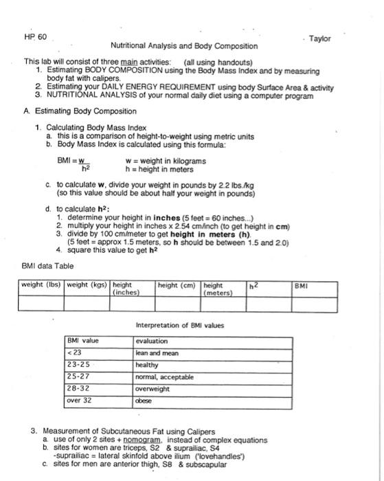 SIMPLE FORMULAS FOR CALCULATING % FAT These formulas, | Chegg.com