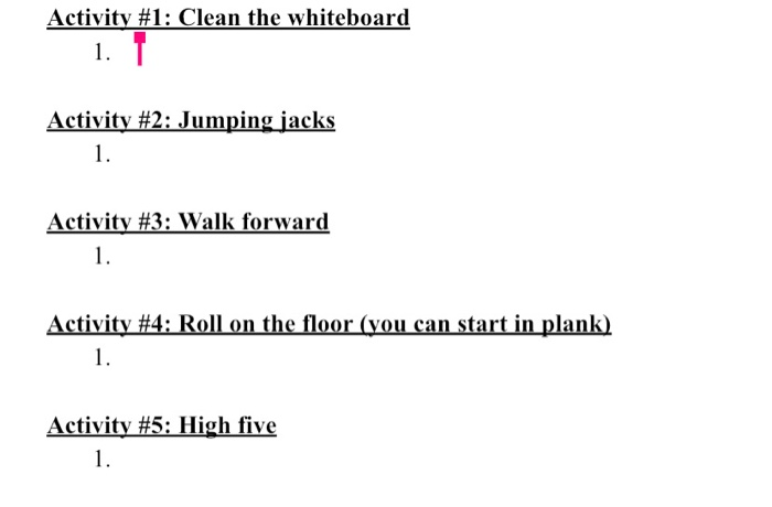 Solved Exercise 1: Describing everyday movements For the | Chegg.com