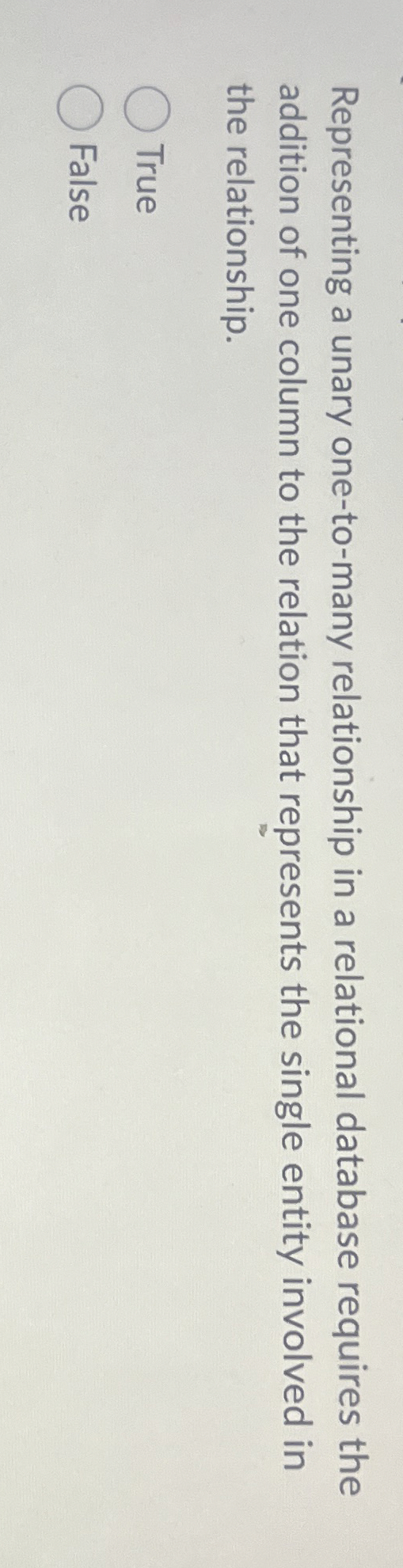 Solved Representing a unary one-to-many relationship in a | Chegg.com