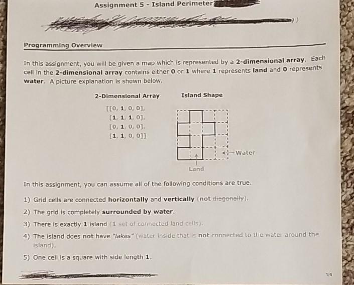 Solved Assignment 5 - Island Perimeter Programming Overview | Chegg.com