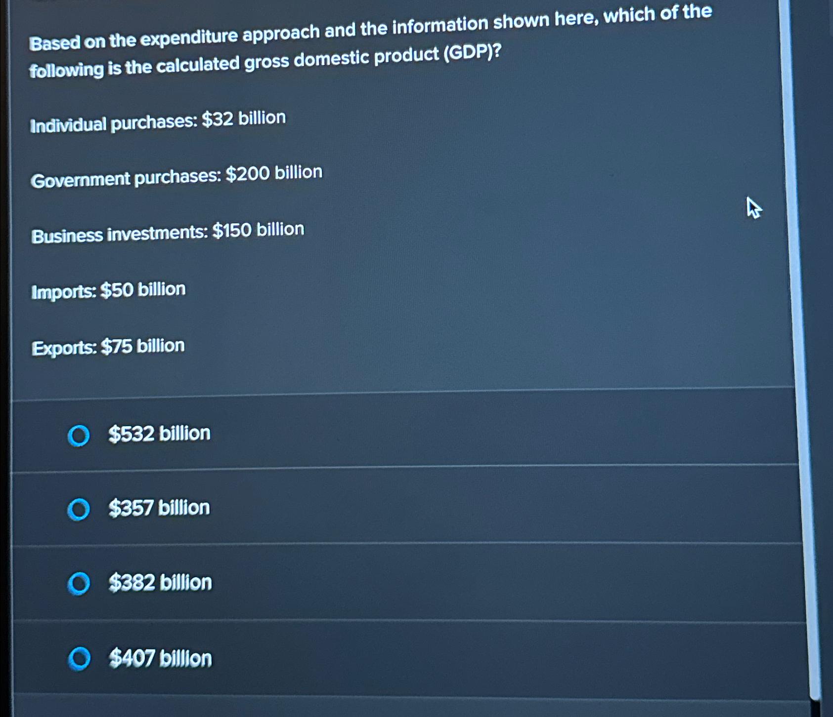 Solved Based on the expenditure approach and the information | Chegg.com