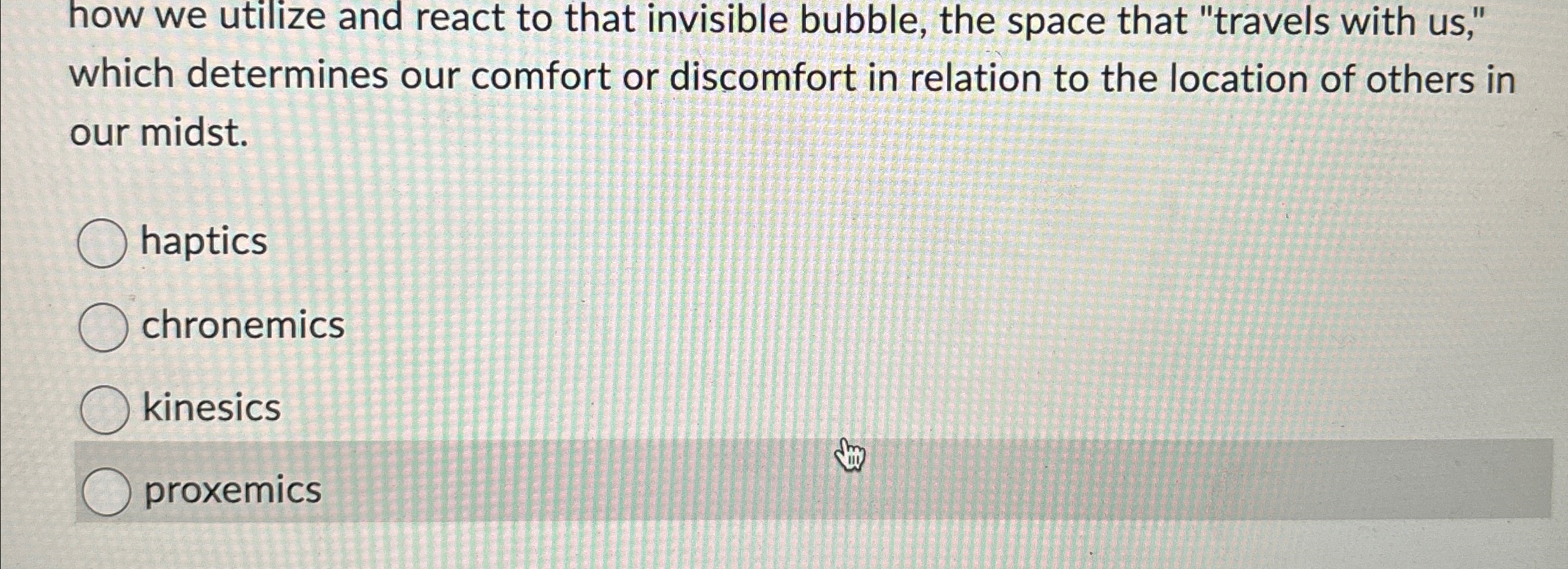 Solved how we utilize and react to that invisible bubble, | Chegg.com