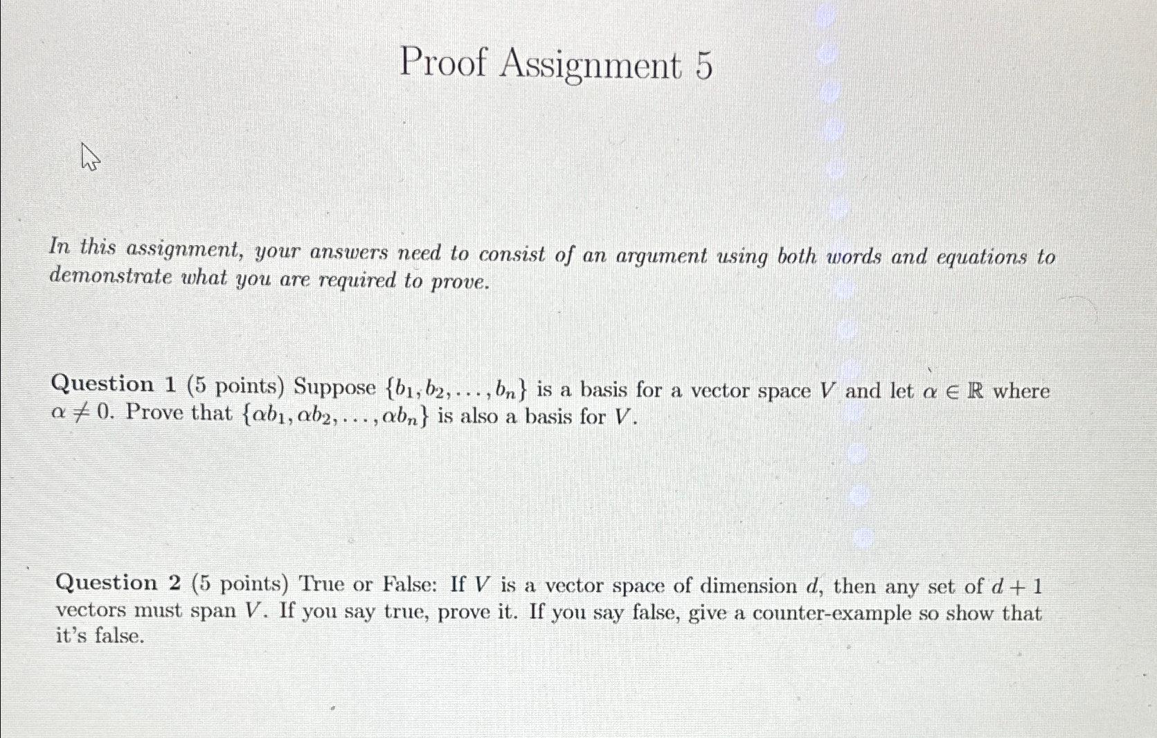 Solved Proof Assignment 5In this assignment, your answers | Chegg.com