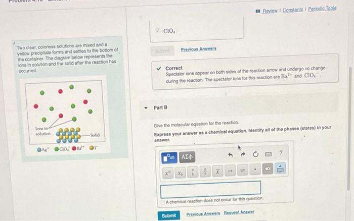 Solved Two clear, colorless solutions are mired and at | Chegg.com