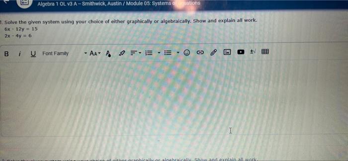 Solved Algebra 1 OL V3 A-Smithwick, Austin / Module 05: | Chegg.com