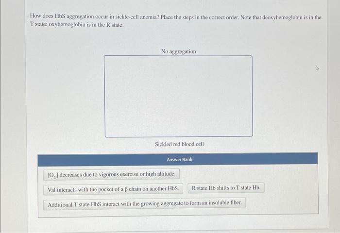 Solved How does HbS aggregation occur in sickle-cell anemia? | Chegg.com
