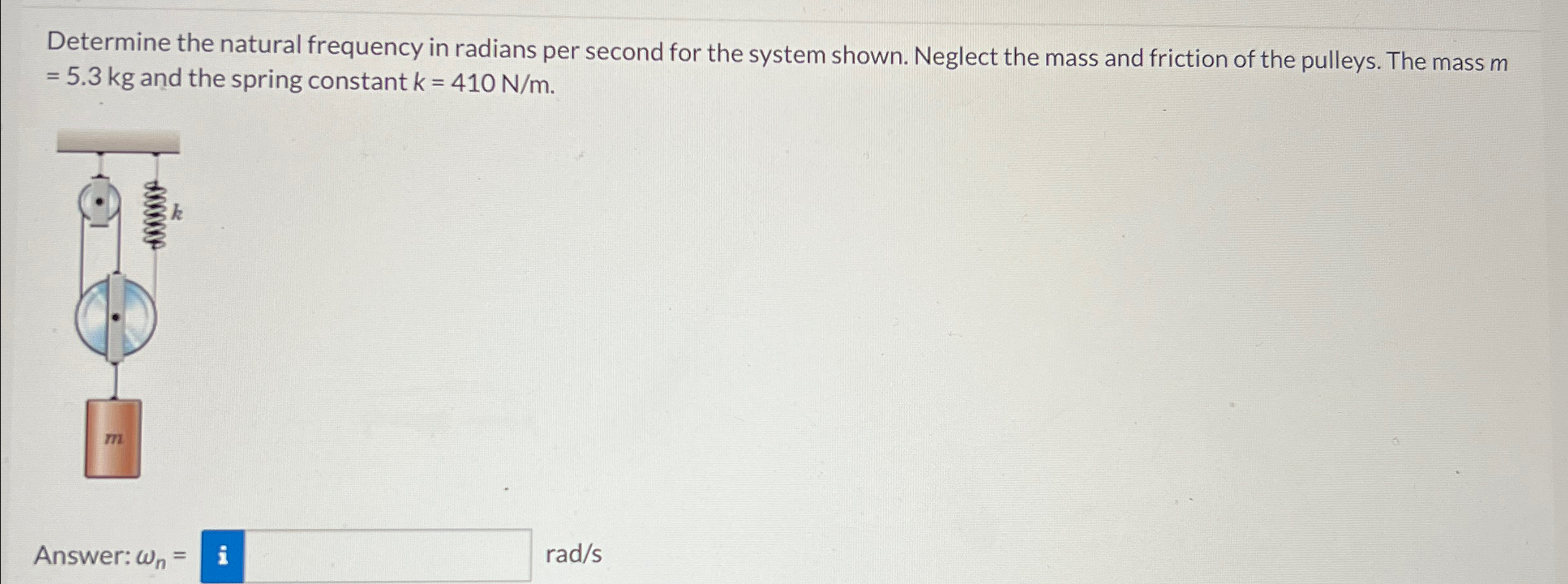 Solved Determine the natural frequency in radians per second | Chegg.com