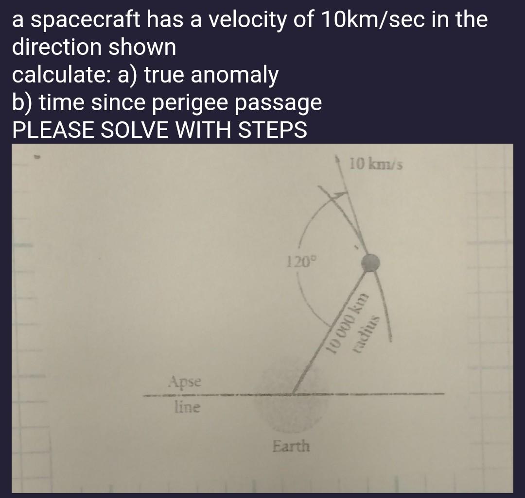 Solved a spacecraft has a velocity of 10 km/sec in the | Chegg.com