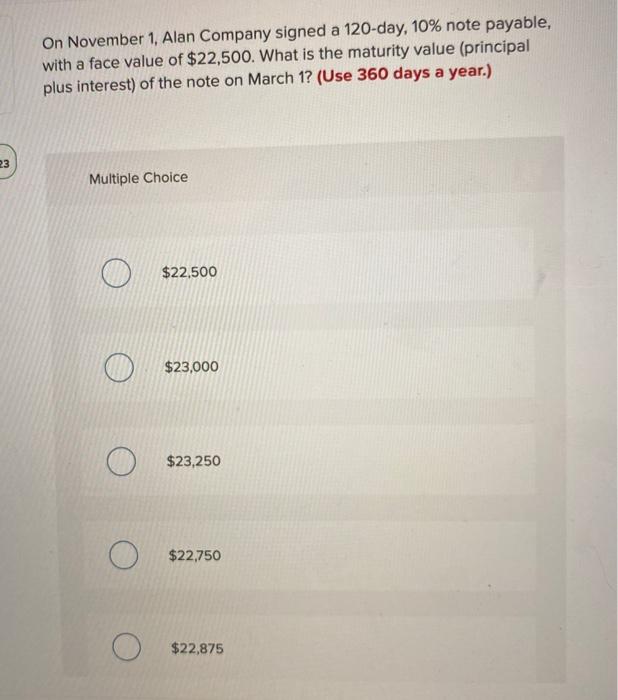 Solved On November 1 Alan Company Signed A 120 day 10 Chegg