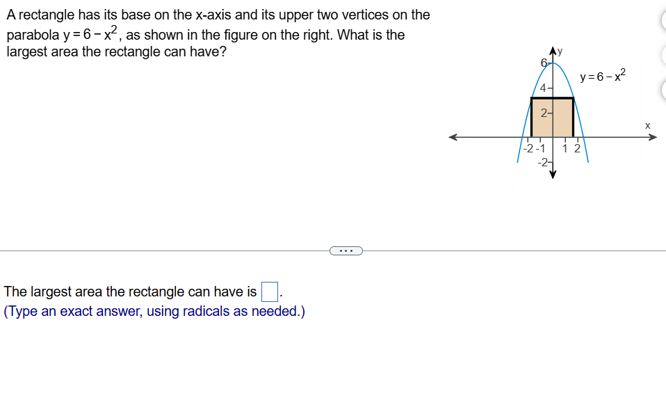 Solved A rectangle has its base on the \( ﻿x \)-axis and its | Chegg.com