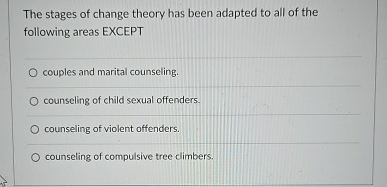 Solved The stages of change theory has been adapted to all | Chegg.com