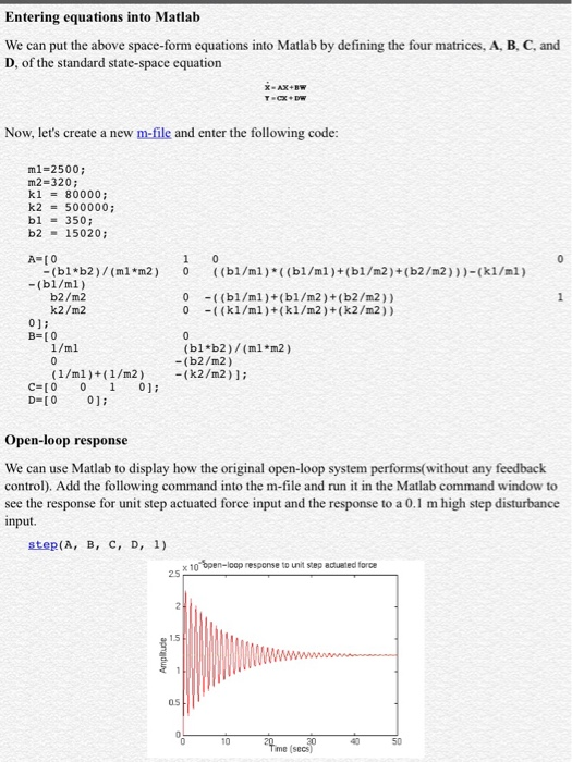 this is a modellin a bus suspension system in matlab | Chegg.com