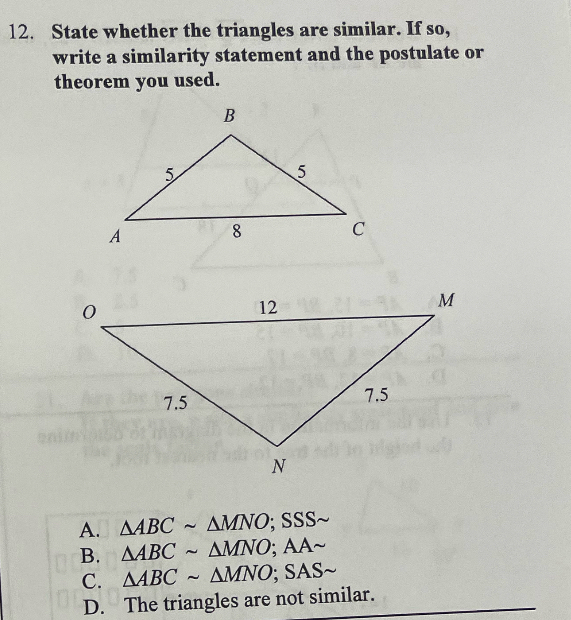 Solved State whether the triangles are similar. If so, | Chegg.com