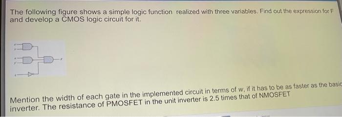 Solved The following figure shows a simple logic function | Chegg.com