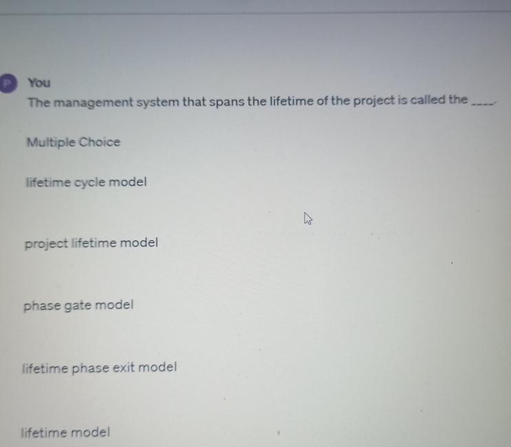 Solved YouThe management system that spans the lifetime of | Chegg.com