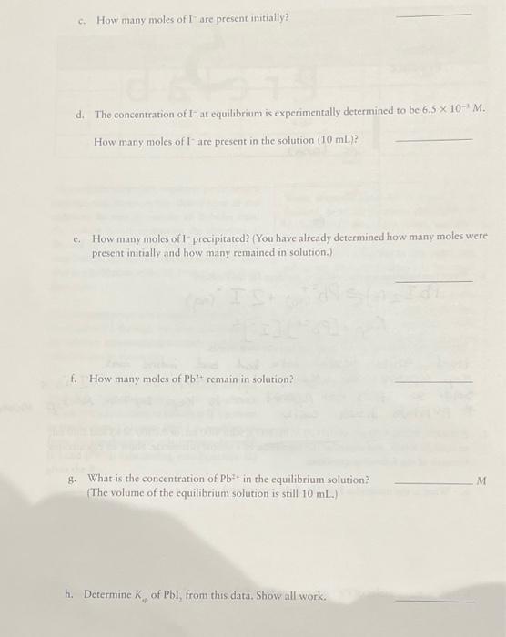 Solved 2. A student mixed 4.00 mL of 0.0120MPb(NO3)2 with | Chegg.com