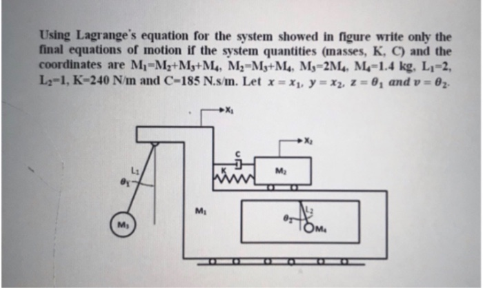 Solved Using Lagrange's equation for the system showed in | Chegg.com