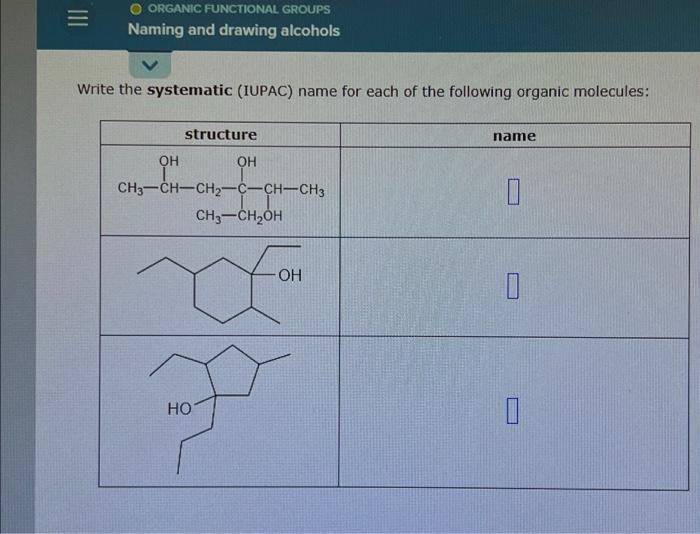 Solved Write the systematic (IUPAC) name for each of the | Chegg.com