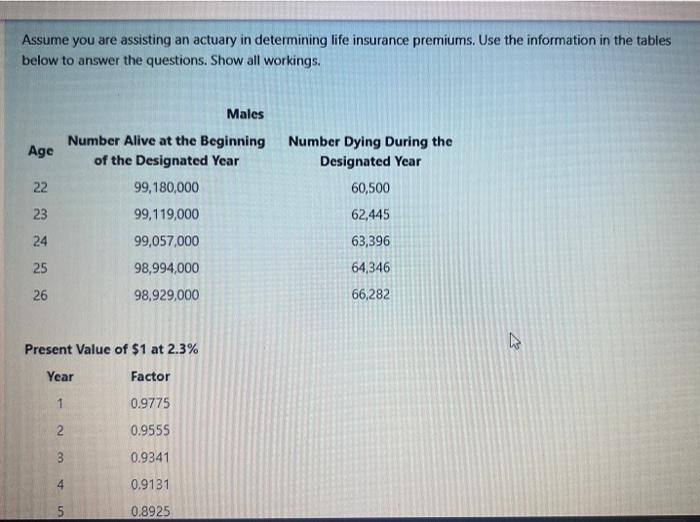 Solved Assume you are assisting an actuary in determining | Chegg.com