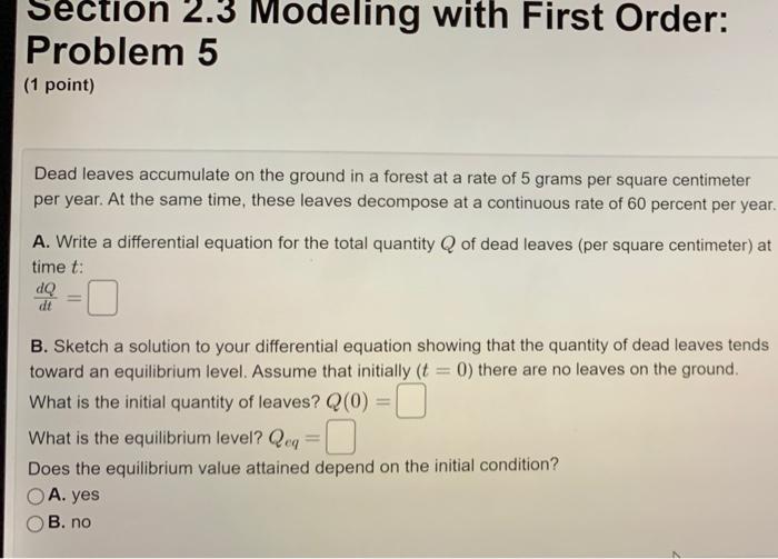 Solved Section 2 3 Modeling With First Order Problem 5 1