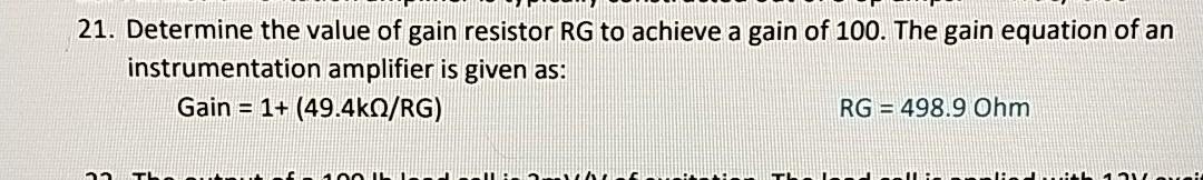 Solved 21. Determine the value of gain resistor RG to | Chegg.com