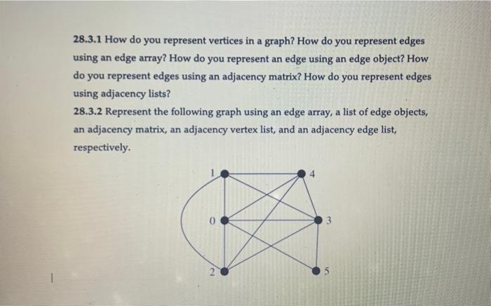 Solved 28.3.1 How do you represent vertices in a graph? How | Chegg.com