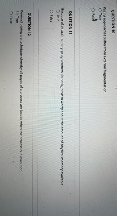 Solved QUESTION 10 Paging approaches suffer from external | Chegg.com