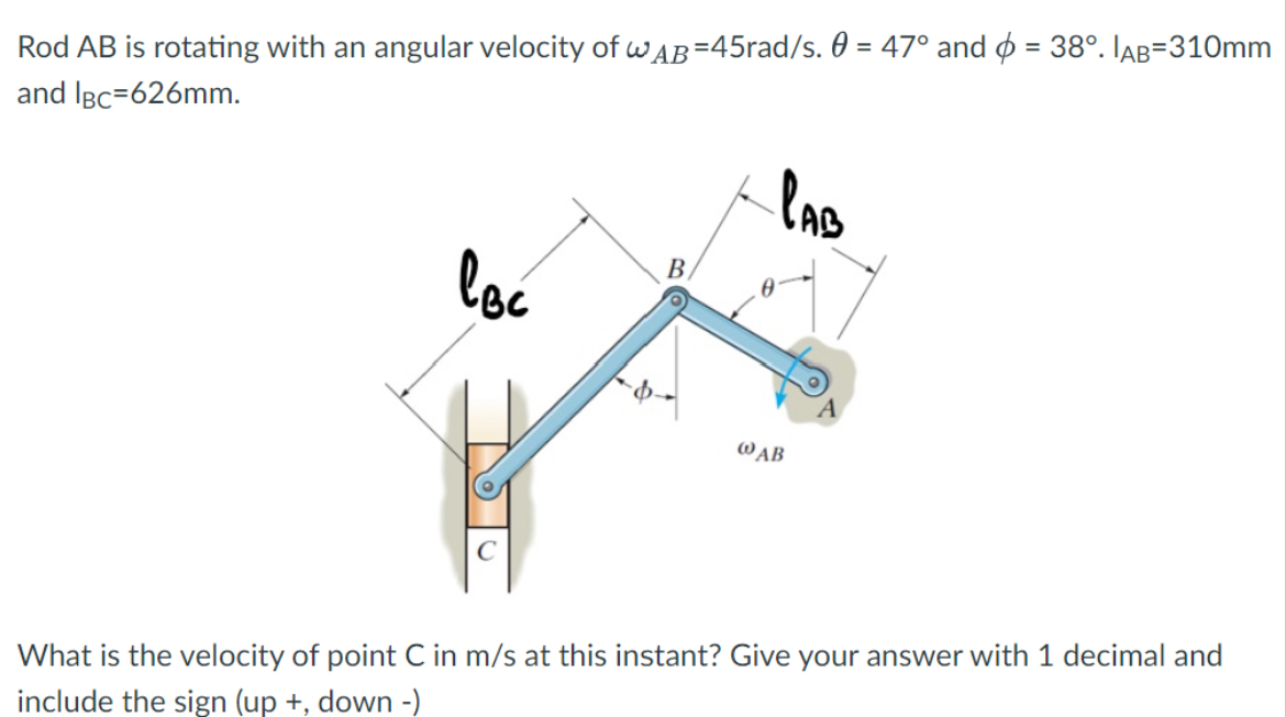 Solved Rod AB ﻿is rotating with an angular velocity of | Chegg.com