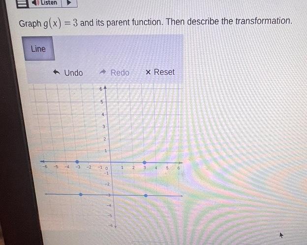 Graph g(x)=3 and its parent function. Then describe | Chegg.com