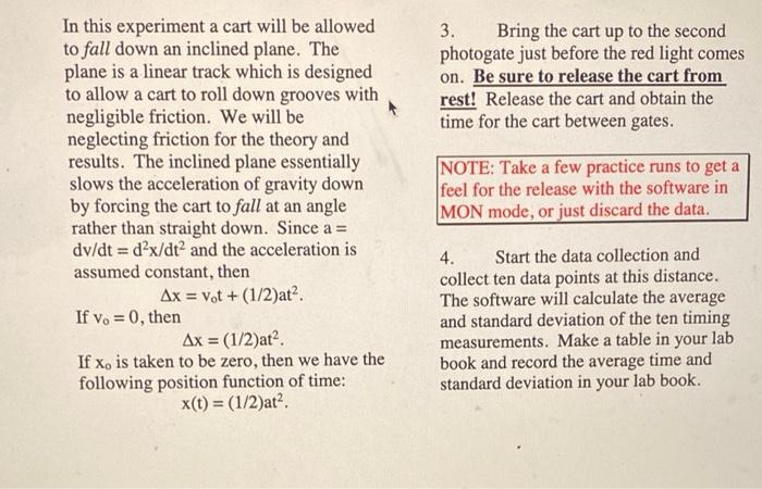 Solved Lab No.2: Constant Acceleration BEFORE COMING TO LAB: | Chegg.com