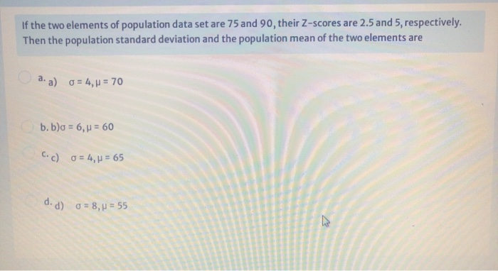 Solved If the two elements of population data set are 75 and | Chegg.com