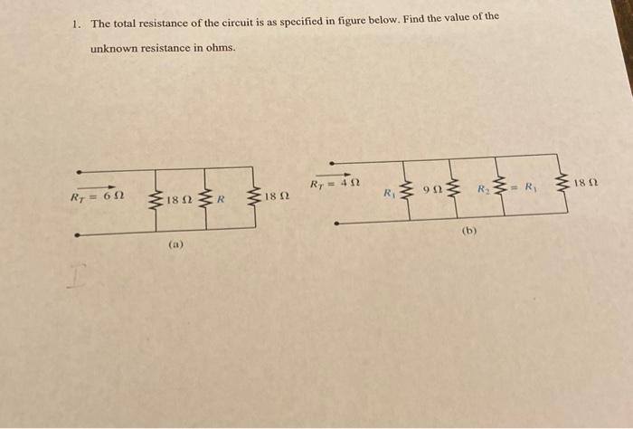 Solved The total resistance of the circuit is as specified | Chegg.com