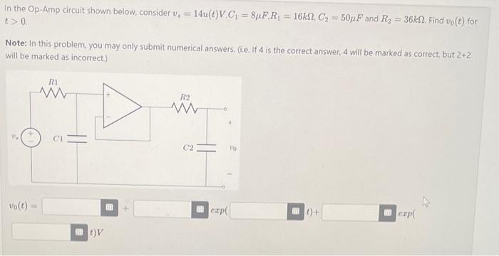 Solved In the Op-Amp circuit shown below, consider | Chegg.com