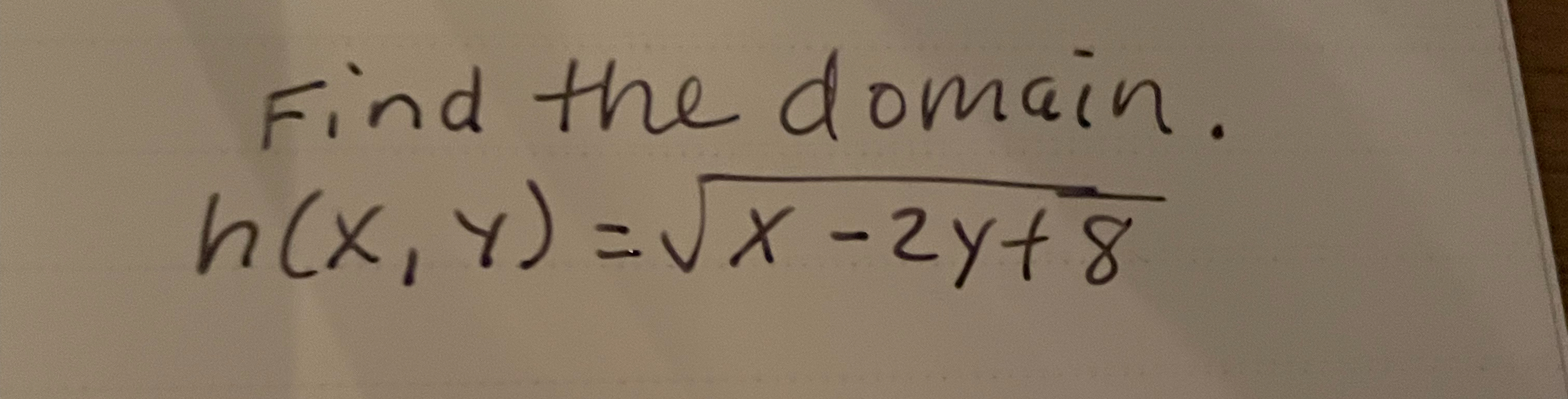 Solved Find the domain.h(x,y)=x-2y+82 | Chegg.com