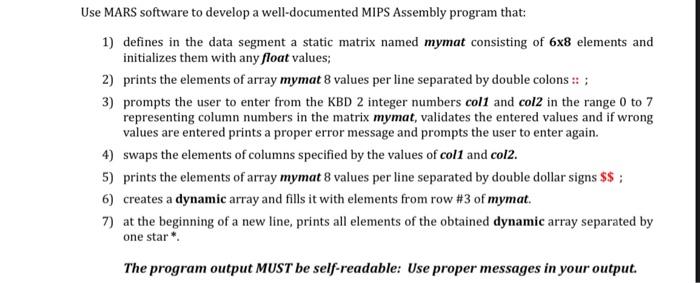 Solved Use MARS software to develop a well-documented MIPS | Chegg.com