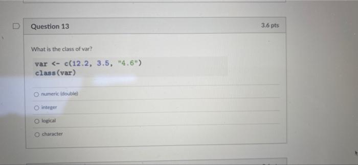 Solved What is the class of var? var
