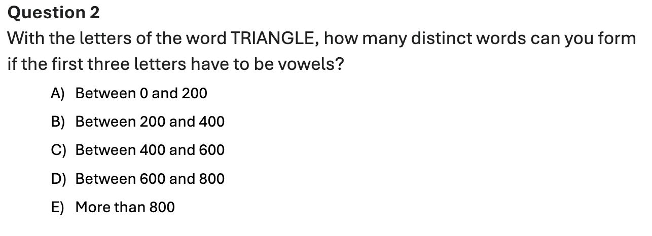Solved Question 2With the letters of the word TRIANGLE, how | Chegg.com