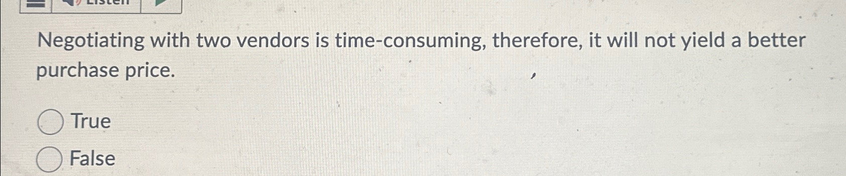 Solved Negotiating with two vendors is time-consuming, | Chegg.com