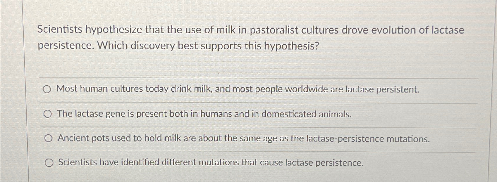 Solved Scientists hypothesize that the use of milk in | Chegg.com