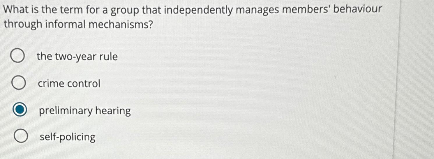 Solved What is the term for a group that independently | Chegg.com