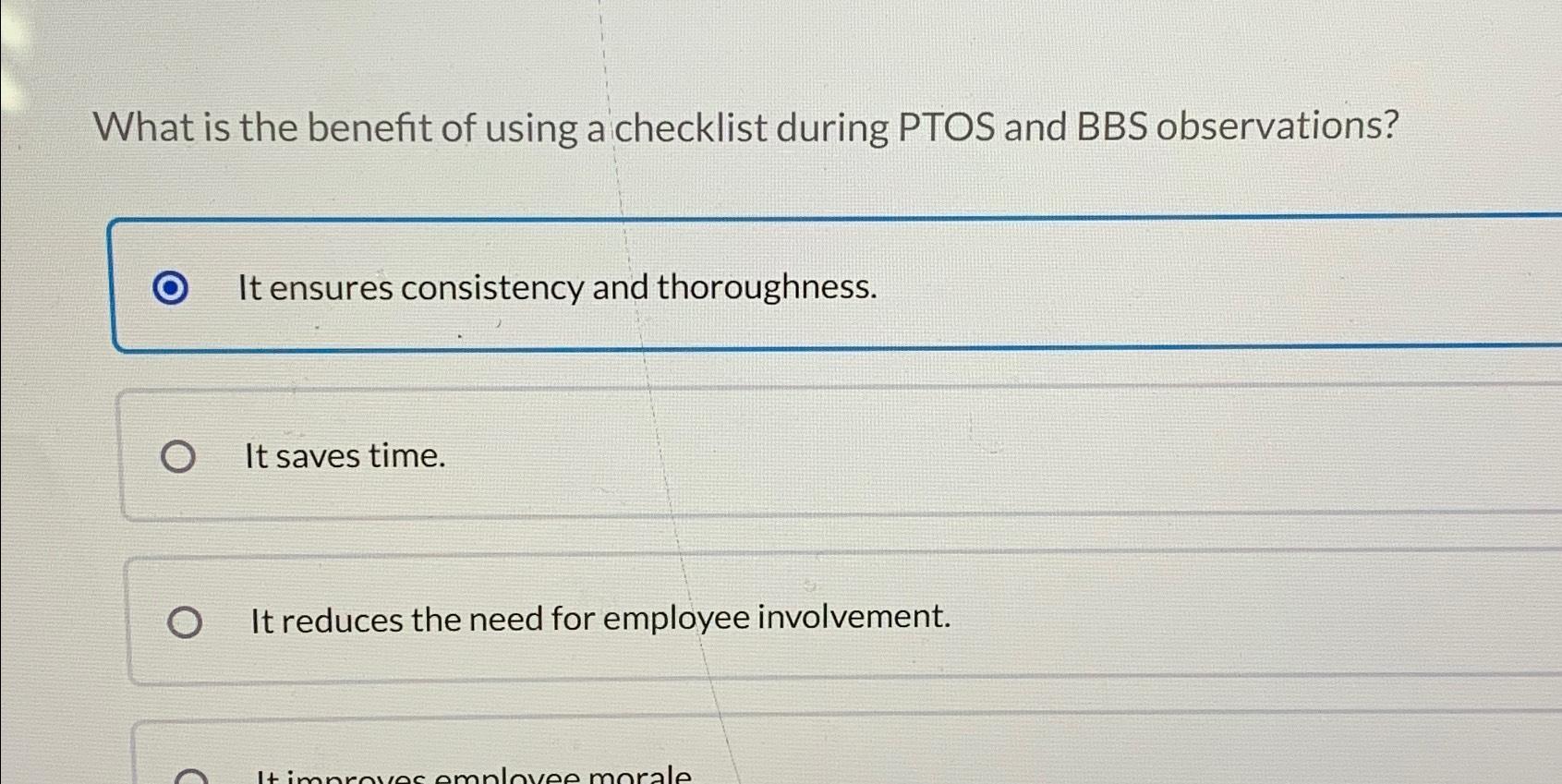 Solved What is the benefit of using a checklist during PTOS | Chegg.com