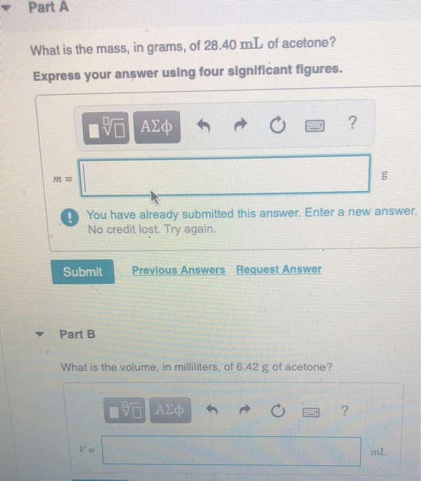 Solved what is the mass in grams of 28.40 mL of acetone | Chegg.com