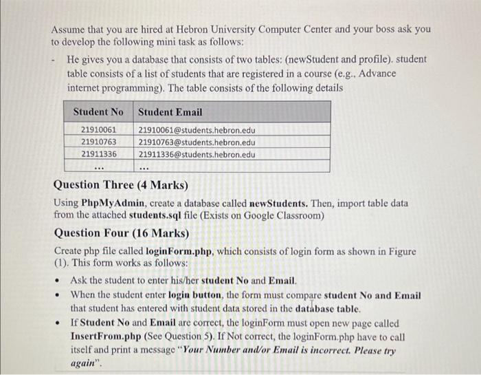 Solved Assume that you are hired at Hebron University | Chegg.com