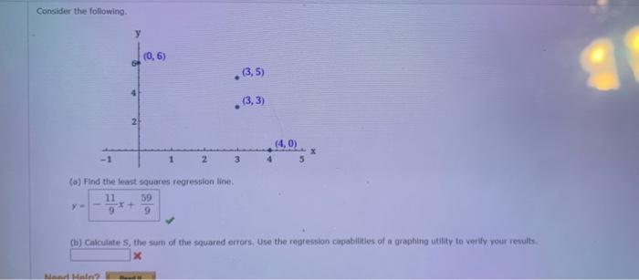 Solved Consider the following. (a) Find the least squares | Chegg.com