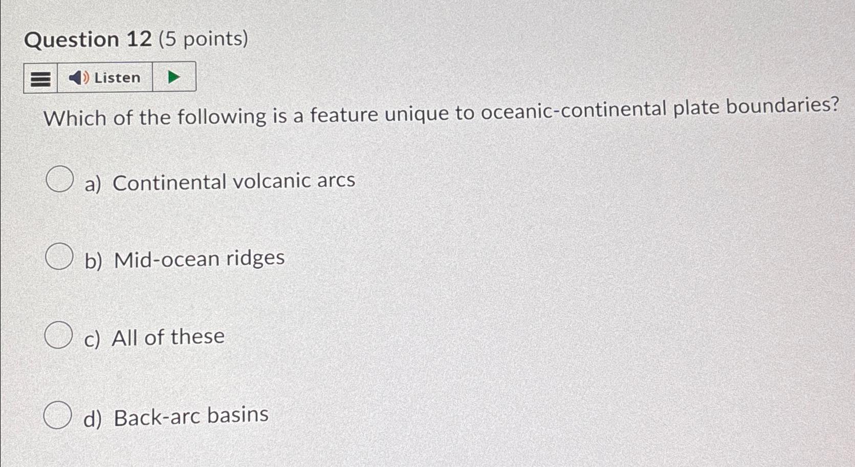 Solved Question 12 (5 ﻿points)ListenWhich of the following | Chegg.com